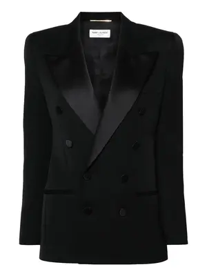 SAINT LAURENT Saint Laurent Leger Armure Double-Breasted Blazer
