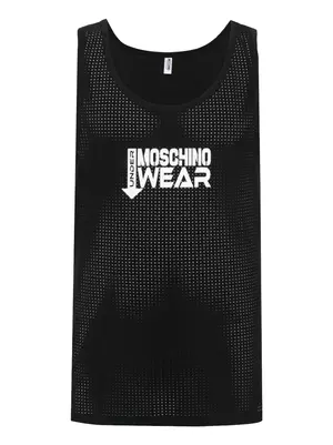 Moschino Rubberised-logo Tank Top - Black