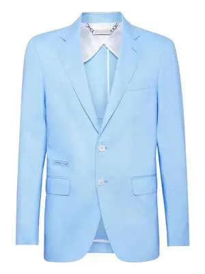 Philipp Plein Single-breasted Linen Blazer - Blue