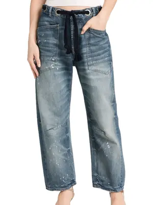 Free People Moxie Pull-on Barrel Jeans - Timeless Blue
