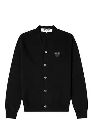 Play Comme Des Garcon Small Heart Cardigan - Black