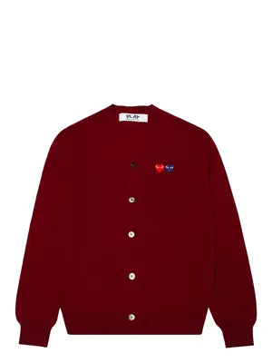 Play Comme Des Garcon Double Heart Cardigan - Red