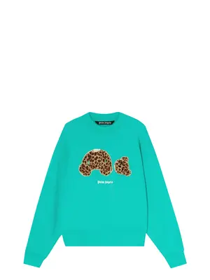 Palm Angels Pa Leopard Bear Crewneck - Green