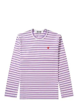 Play Comme Des Garcon Striped Long-sleeve T-shirt - Purple