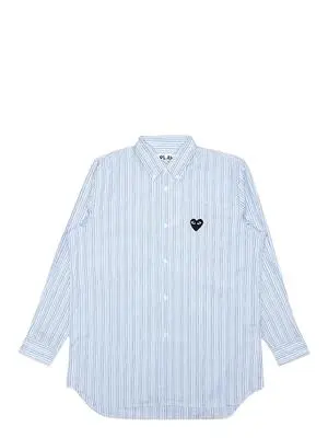 Play Comme Des Garcon Black Emblem Stripe Button Down - Blue