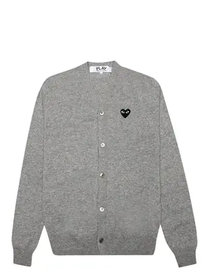 Play Comme Des Garcon Heart Wool Cardigan - Grey