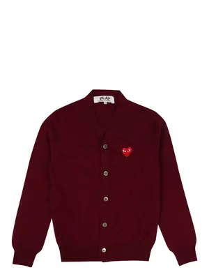 Play Comme Des Garcon Heart Wool Cardigan - Red