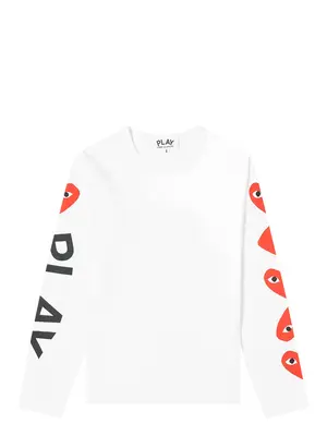Play Comme Des Garcon Long-sleeve Logo T-shirt - White