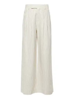 FRAME Frame Mid-rise Cotton And Linen Wide-leg Pants