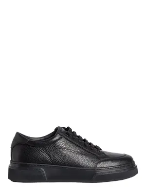 Giorgio Armani Leather Low-top Sneakers - Black