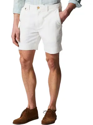 Billy Reid Flat Front Textured Cotton Shorts - Tinted White