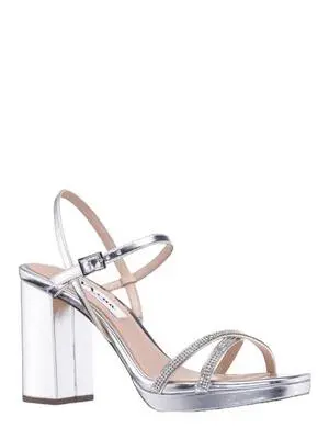 Nina Nina Steven Embellished Platform Sandal Silver