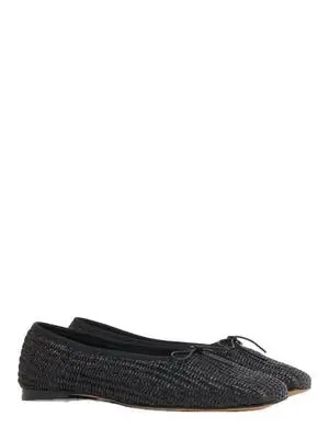 MANSUR GAVRIEL Square-toe Raffia Ballet Flats - Black