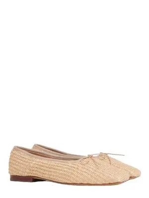 MANSUR GAVRIEL Square-toe Raffia Ballet Flats - Natural
