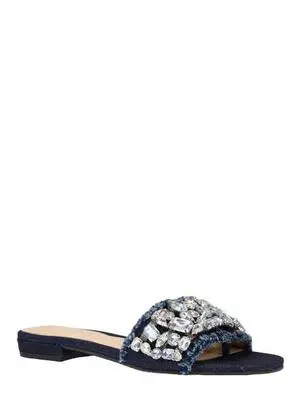 Pelle Moda Pelle Moda Bayer Pearl Embellished Slides Indigo Multi