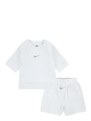 Nike Nike Ready Set Rib T-Shirt And Shorts Set Birch Heather