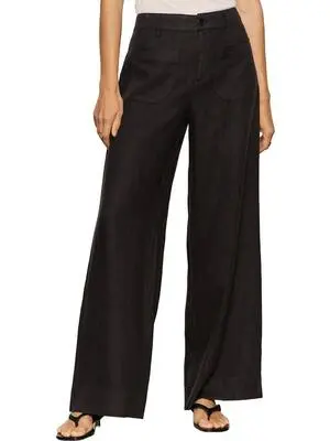 Sanctuary Marine Linen Wide Leg Pants - Black