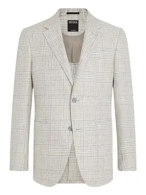 Zegna Fairway Crossover Glen Plaid Linen - Beige