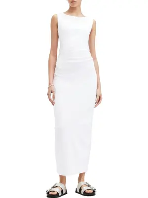 ALLSAINTS AllSaints Katarina Ruched Side Maxi Dress Optic White