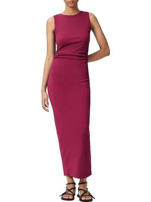 ALLSAINTS Katarina Ruched Side Maxi Dress - Raspberry