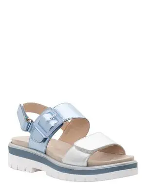 ARA Marbella Slingback Platform Sandals - Silver/sky Blue