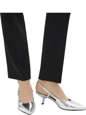 Theory Metallic Leather Slingback Pumps - Silver