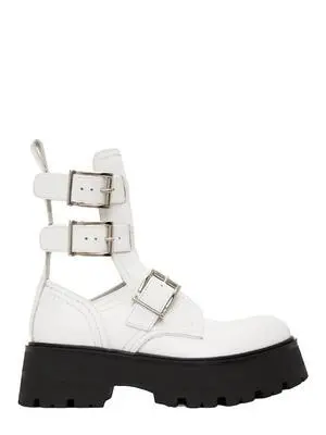 Alexander McQueen Buckle Fastening Ankle Boots - White/black