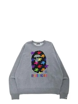 A BATHING APE Sta Pattern Loose Fit Crewneck Sweatshirt - Grey