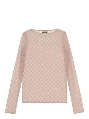 Gucci Gg Star Tulle Top - Beige