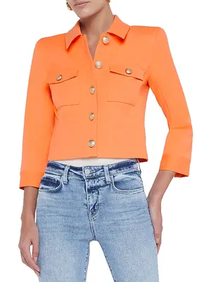 L'Agence L'AGENCE Kumi Cropped Jacket Neon Tangerine