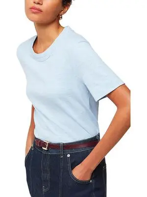 Whistles Rosa Cotton Double Trim Tee - Pale Blue
