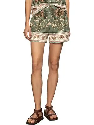 Sanctuary High Rise Printed Shorts - Mezzo Sage