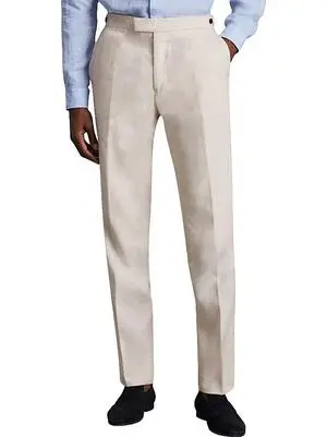 REISS Kin Linen Slim Fit Suit Pants - Stone