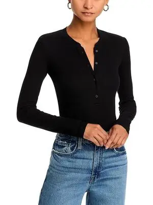 Cotton Citizen Verona Henley Top - Jet Black