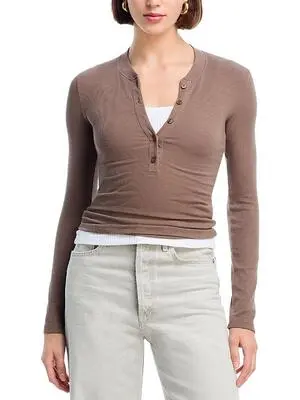 Cotton Citizen Verona Henley Top - Umber