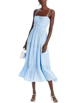 Aqua Tiered Sleeveless Midi Dress - Sky Blue
