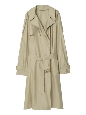 Burberry Silk Twill Trench Coat - Neutrals