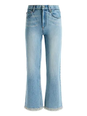 Alice + Olivia Ora Embellished Wide-leg Jeans - Blue