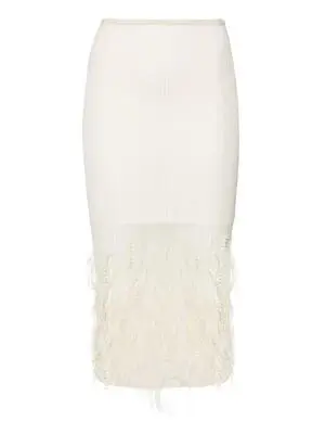 Patrizia Pepe Feather-detailing Midi Skirt - Neutrals