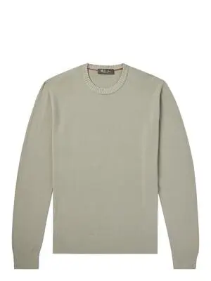 Loro Piana Cotton And Silk-blend Piqué Sweater - Green