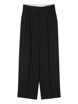 Officine Générale Pleated Tapered Trousers - Black