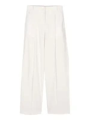 Officine Générale Pleated Poplin Trousers - Neutrals