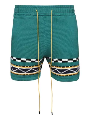 Rhude Bateau Intarsia-knit Shorts - Green