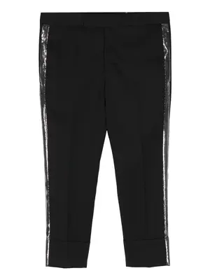 SAPIO Pressed-crease Wool Tapered Trousers - Black