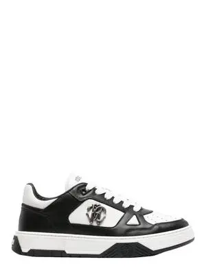 Roberto Cavalli Rc Plaque Leather Sneakers - Black