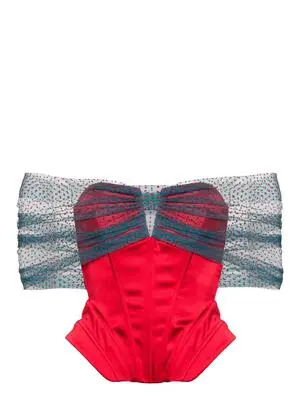 V:PM ATELIER Jyn Satin Corset Top - Red