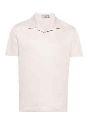 Canali Camp-collar Cotton Polo Shirt - Neutrals