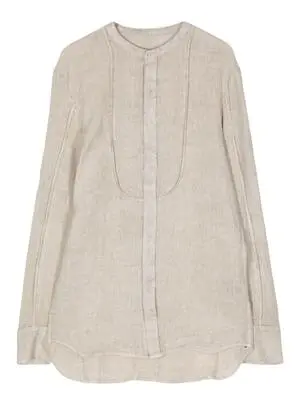 Masnada Linen Longline Shirt - Neutrals