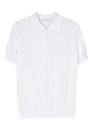 MANUEL RITZ Logo-embroidered Fine-knit Polo Shirt - White