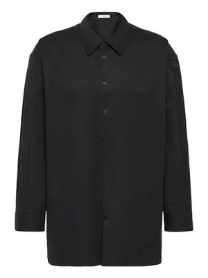 THE ROW Lukre Oversized Cotton-blend Poplin Shirt - Black